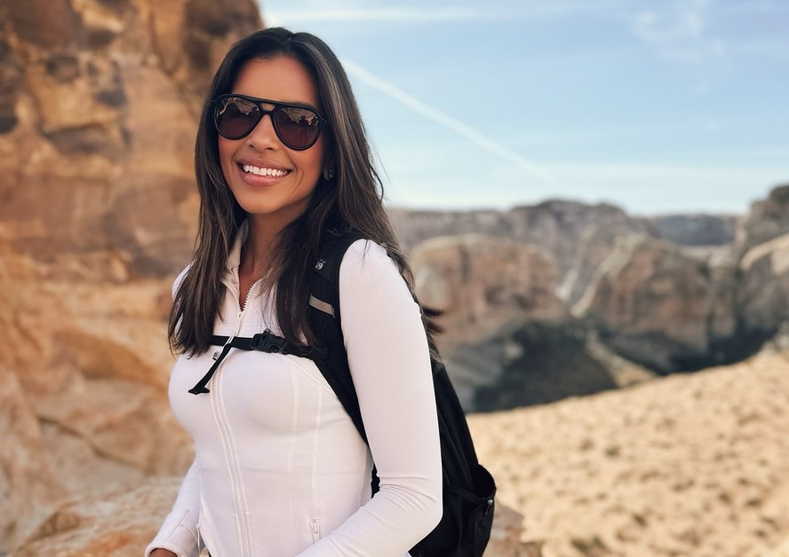 Mariana Rios curte dia de escalada em viagem a Utah, nos Estados Unidos