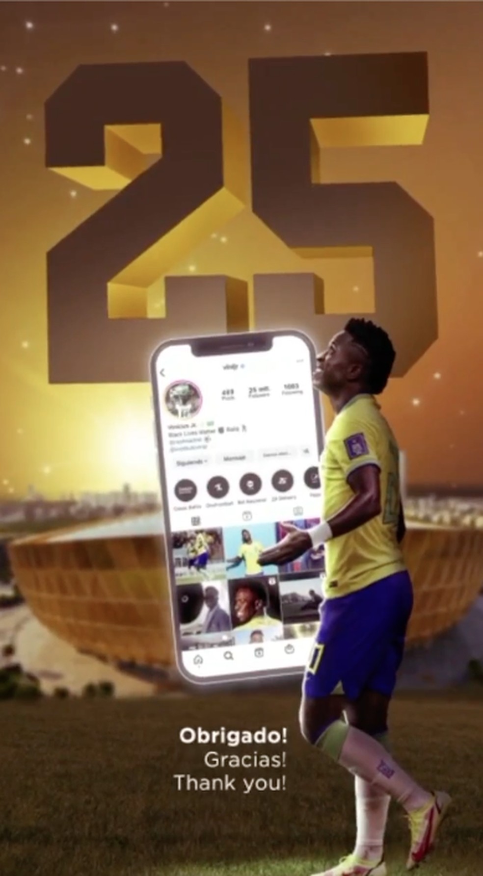 Vini Jr. alcança 25 milhões de seguidores no Instagram e divulga vídeo ...