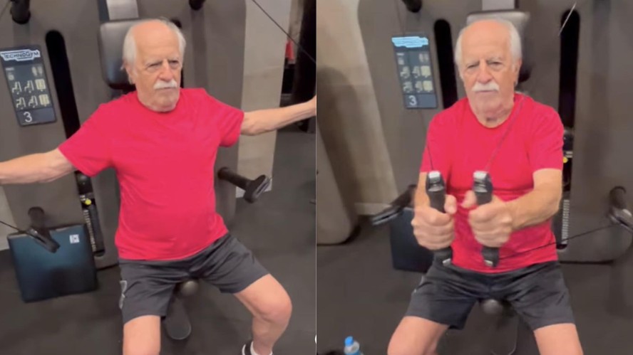Aos 91 anos, Ary Fontoura surpreende ao mostrar treino de musculação ...