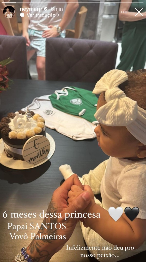 Neymar Jr. celebra 6 meses de Mavie com tema de Santos e Palmeiras ...