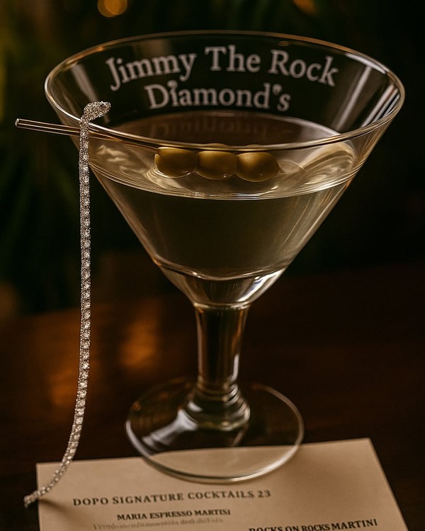 Martini de 8 mil dólares é servido com colar de diamantes em taça gigante