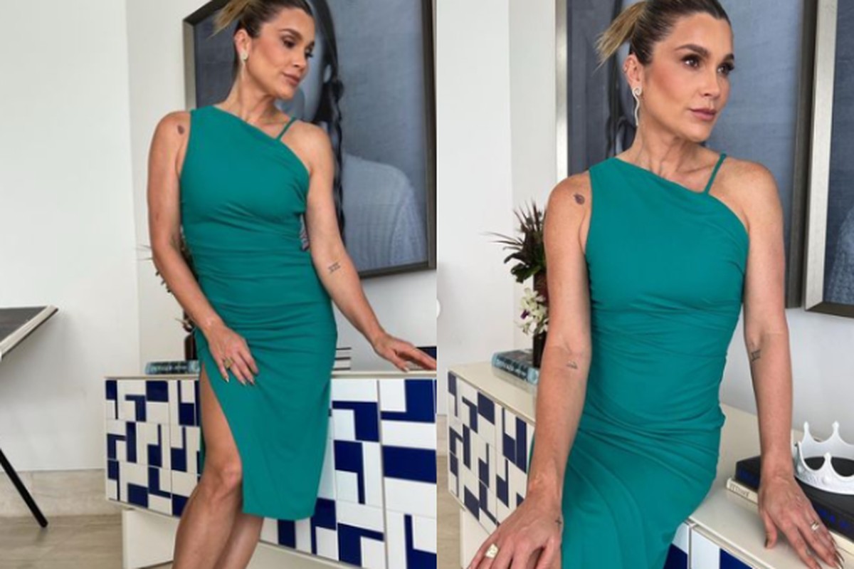 Flávia Alessandra aposta em vestido com fenda e reflete: 'Mulheres que ainda não descobriram sua ...