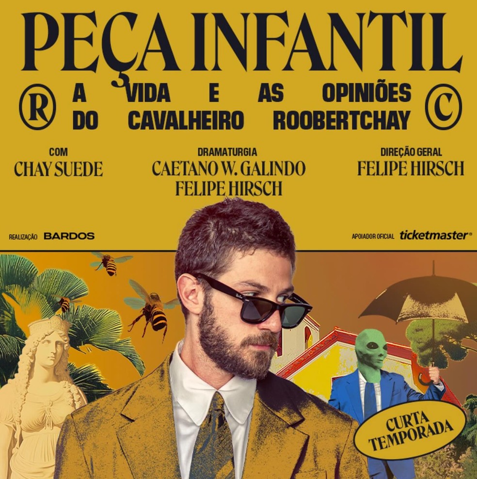 Chay Suede fará estreia no teatro no primeiro semestre de 2026 com peça ...