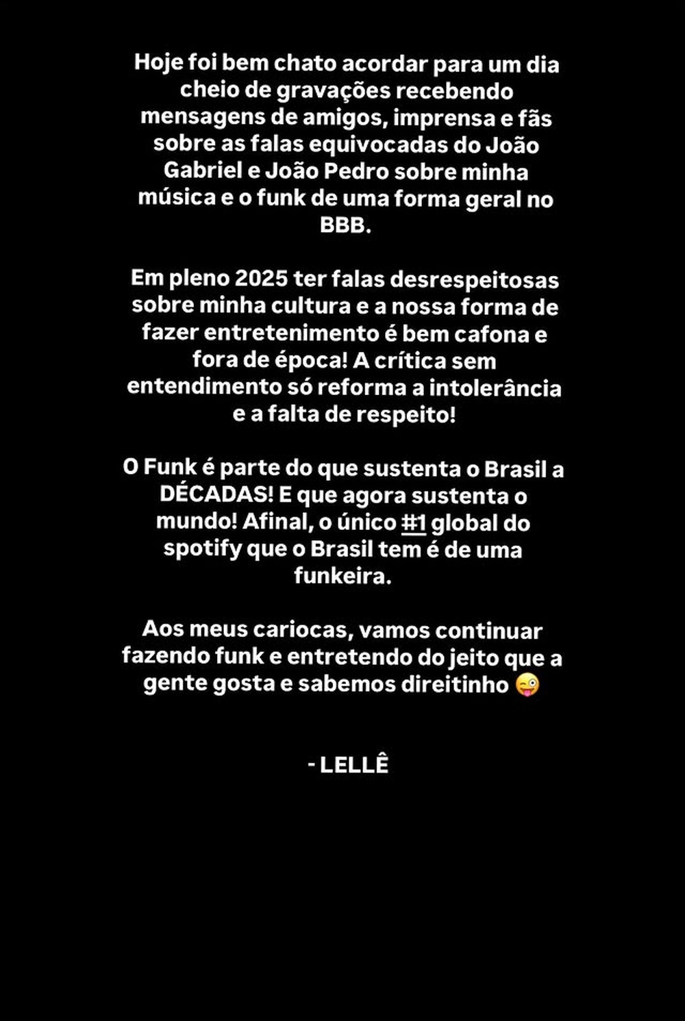Lellê, Tati Quebra Barraco e mais repudiam comentários de gêmeos do BBB ...
