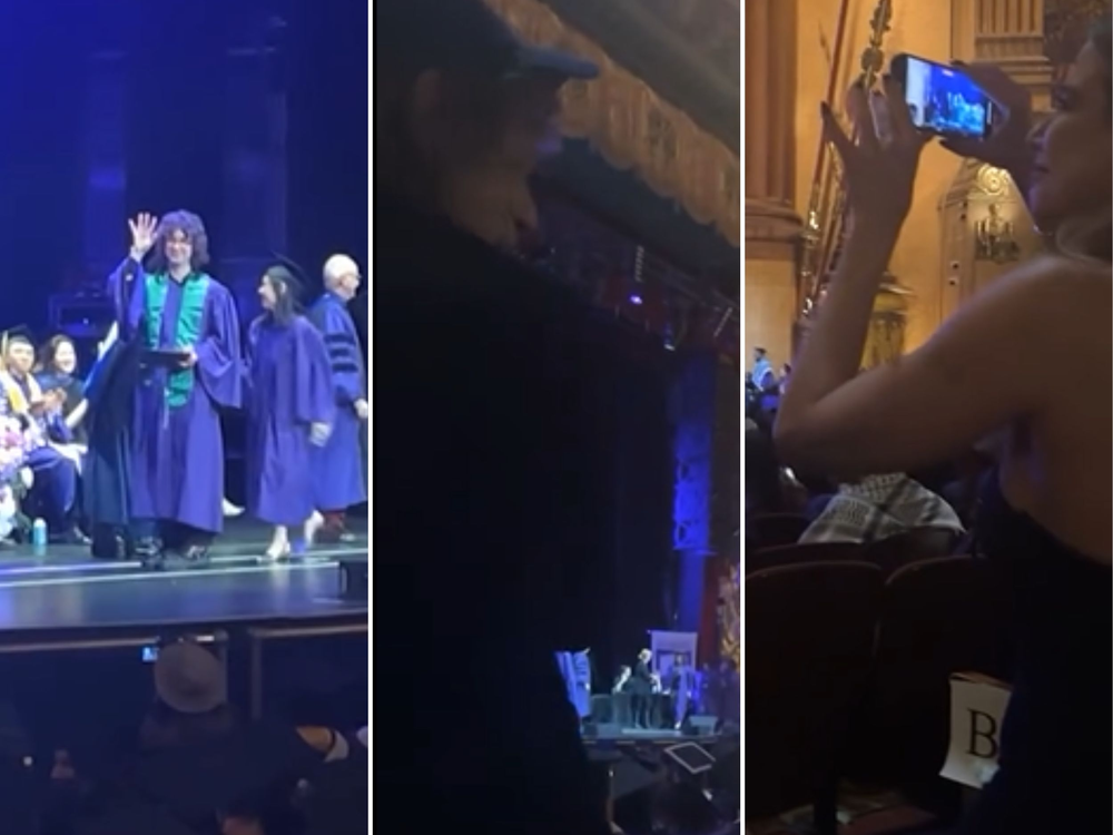 Luciana Gimenez posa com Mick Jagger na colação de grau de Lucas; veja