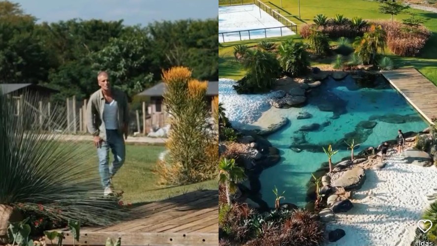 Bruno Gagliasso mostra detalhes de lago no Rancho: 'Sou apaixonado'