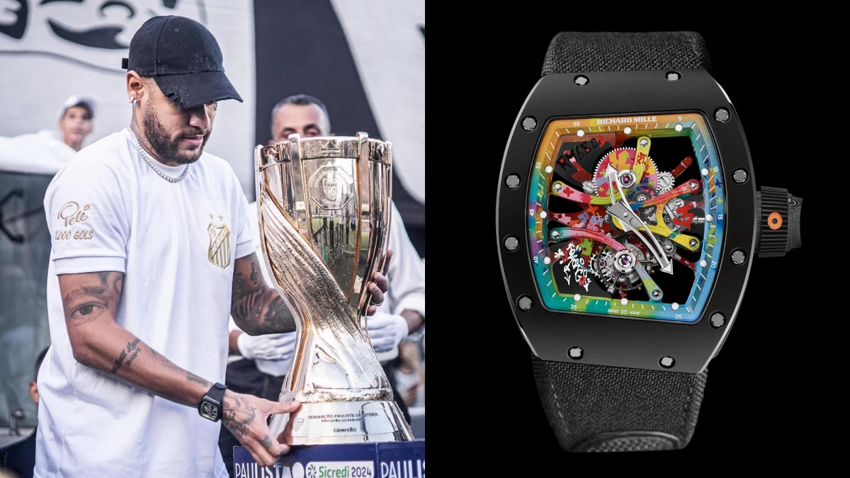 Neymar usa relógio avaliado em R$6 milhões na Vila Belmiro