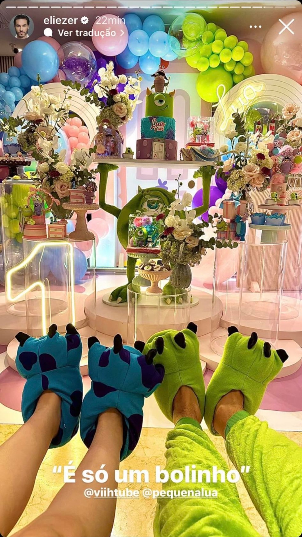 Viih Tube e Eliezer celebram 1º mesversário de Lua com tema de Monstros S.A: 'Nossa Boo'