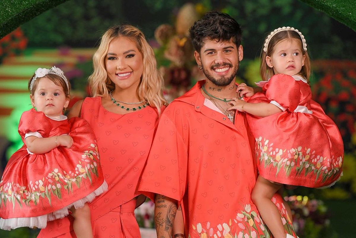 Virginia, Zé Felipe e as filhas combinam roupa em aniversário de Maria Flor