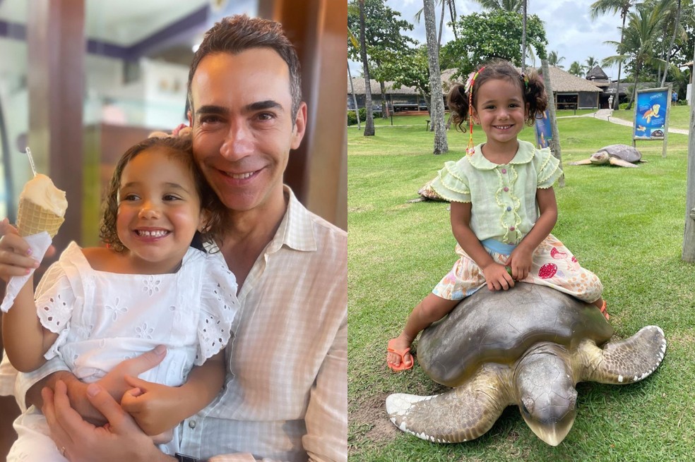 Ticiane Pinheiro abre álbum de fotos com César Tralli e filha na Bahia